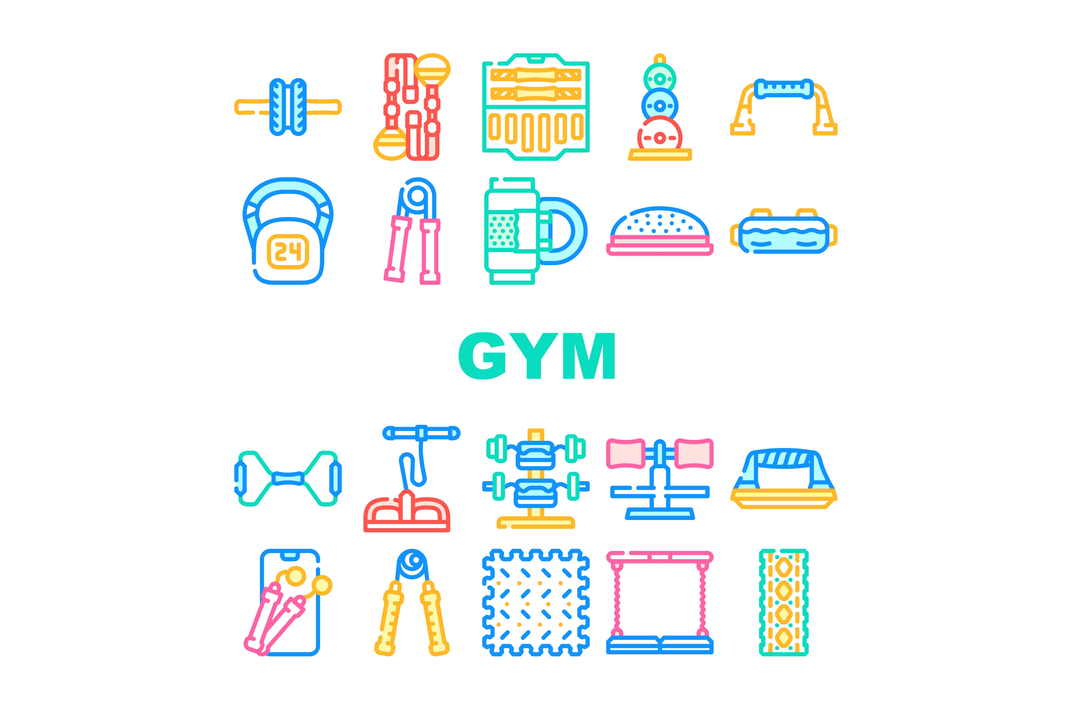 Home Gym Equipment Collection Icons, an Industrial Photo by pikepicture