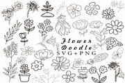 Flowers doodles clipart