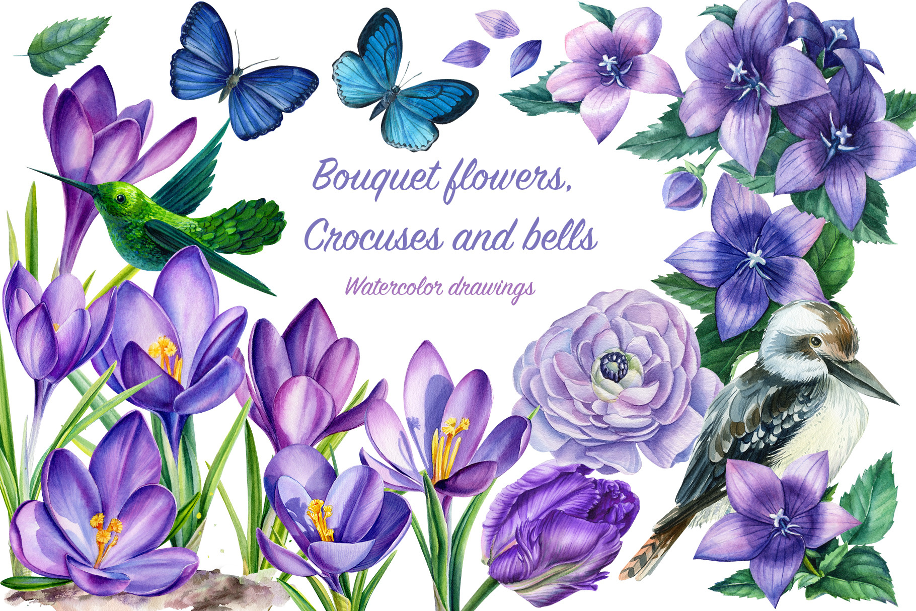 Bouquet flowers, crocuses and bells, an Animal Illustration by Hanna ...