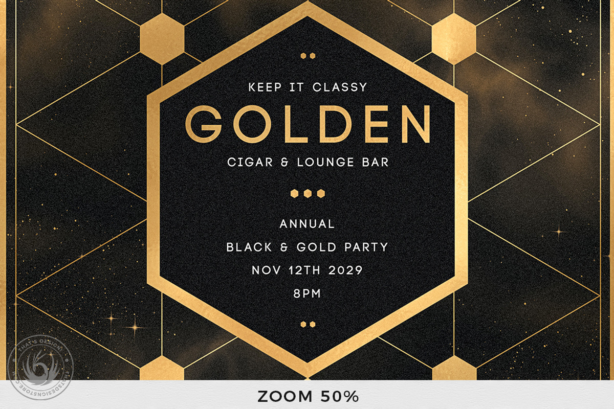 Black and Gold Flyer Template V21, a Flyer Template by ThatsDesign Art