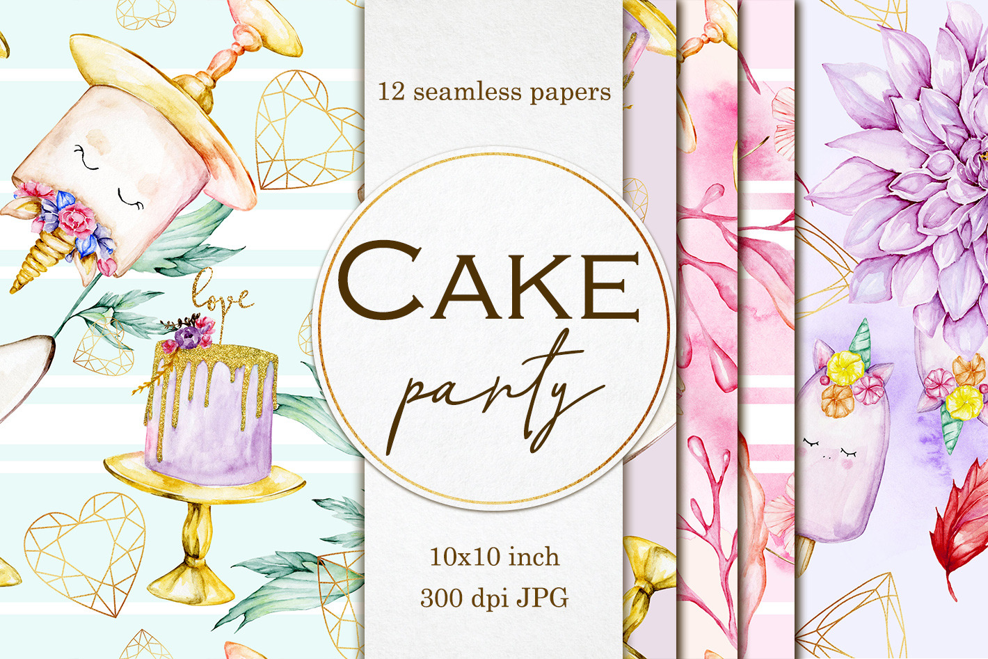 12 Cake party seamless patterns, a Pattern Graphic by PixelJungle