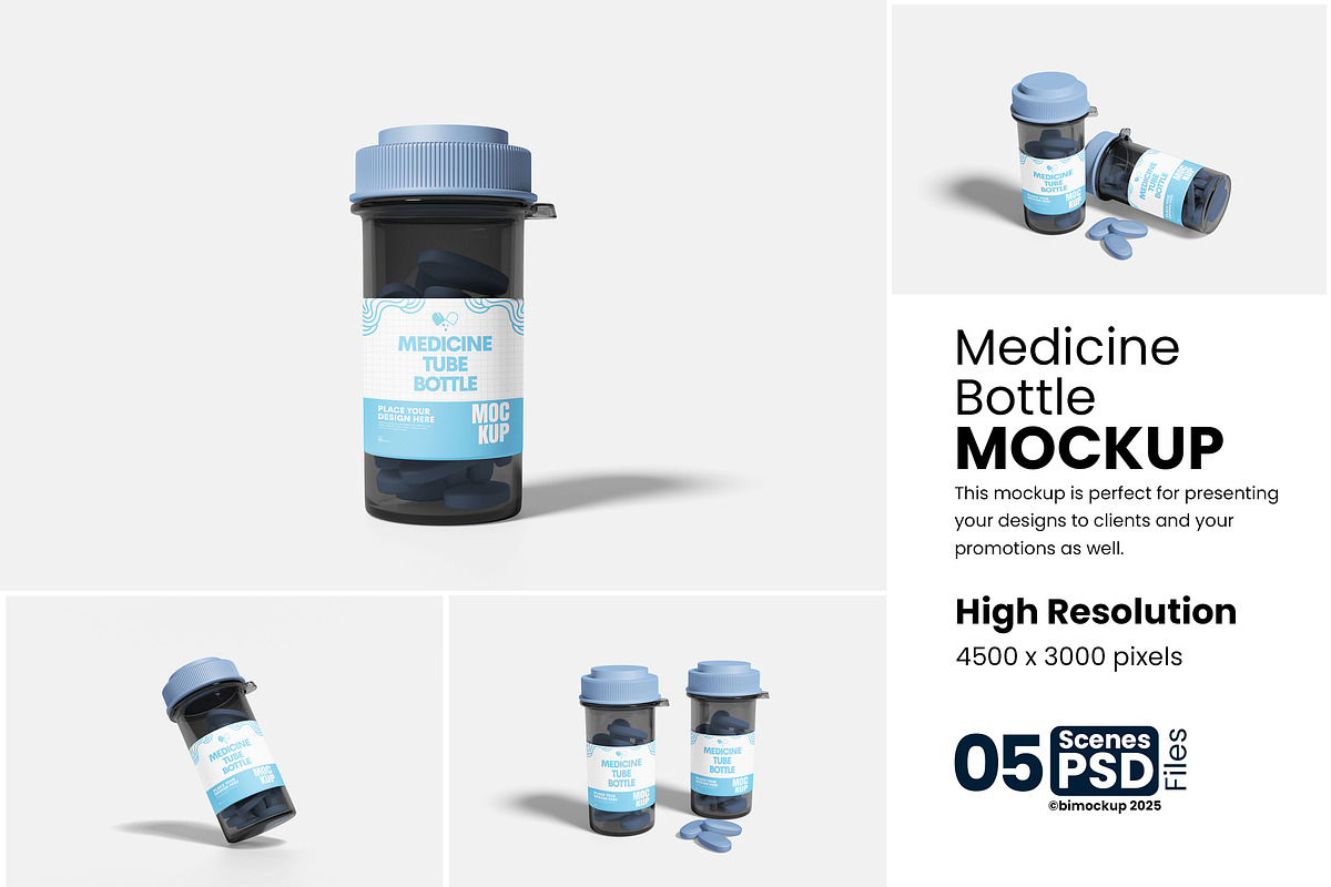 Medicine Tube Bottle Mockup, a Product Mockup by bimockup