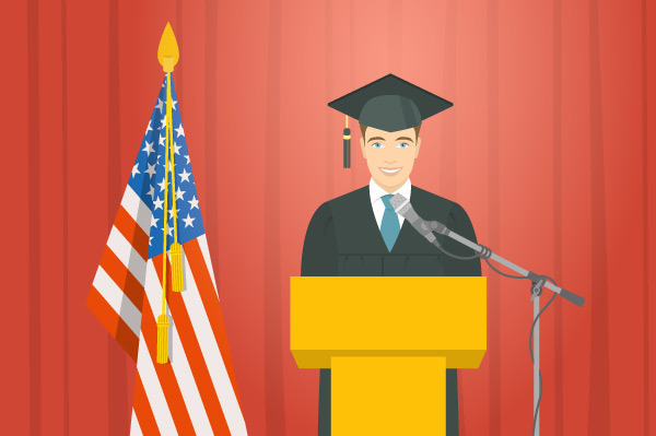 Graduation ceremony speech, an Education Illustration by Vectorikart