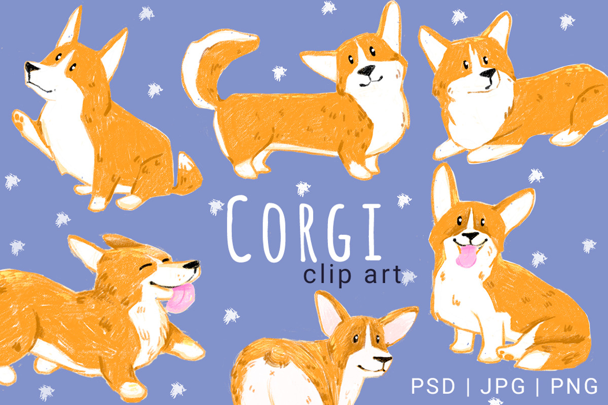 Handdrawn Corgi ClipArt set, an Animal Illustration by Ja Polina ArtShop