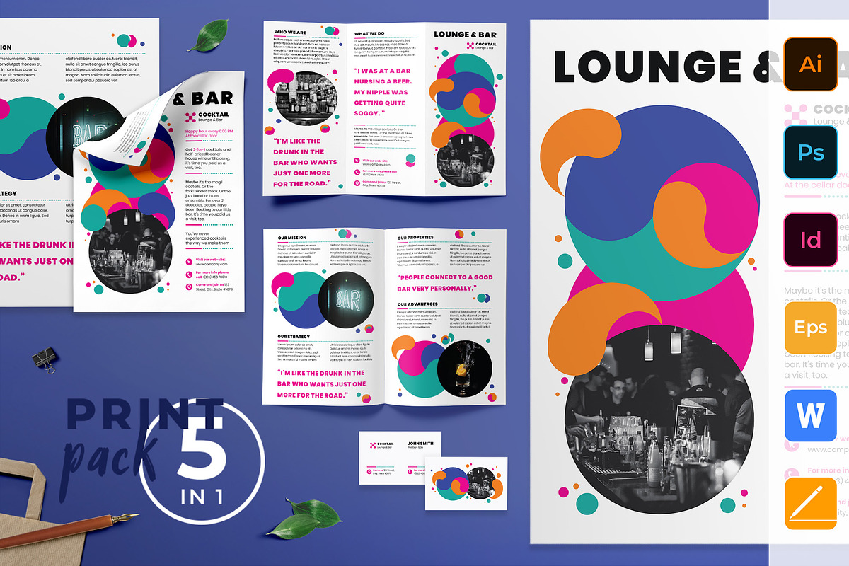 Lounge Bar Print Pack, a Poster Template by TemplatesNow!
