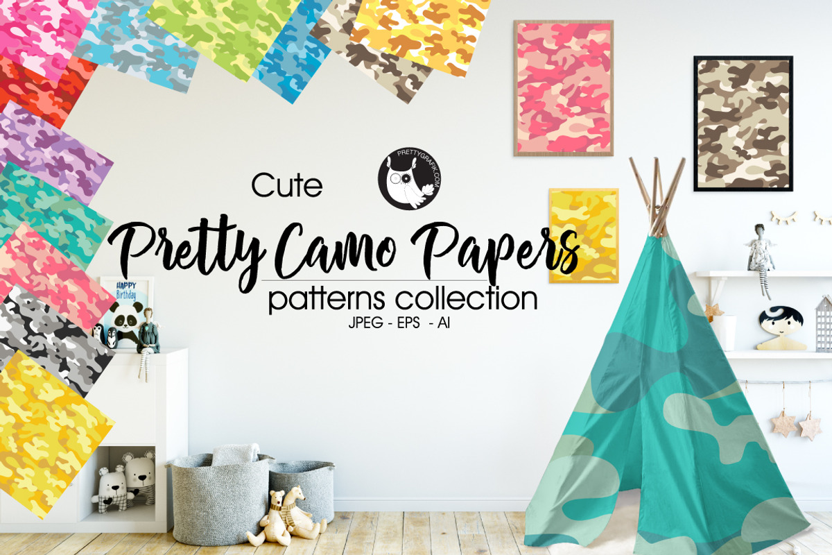 PRETTY CAMO Pattern collection, a Pattern Graphic by PrettyPatterns