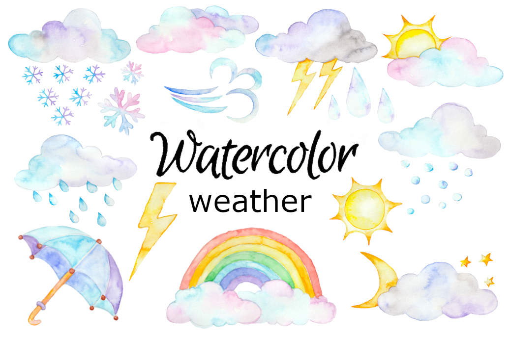 Weather watercolor clipart, a Background Graphic by GoodFairyClipArt ...