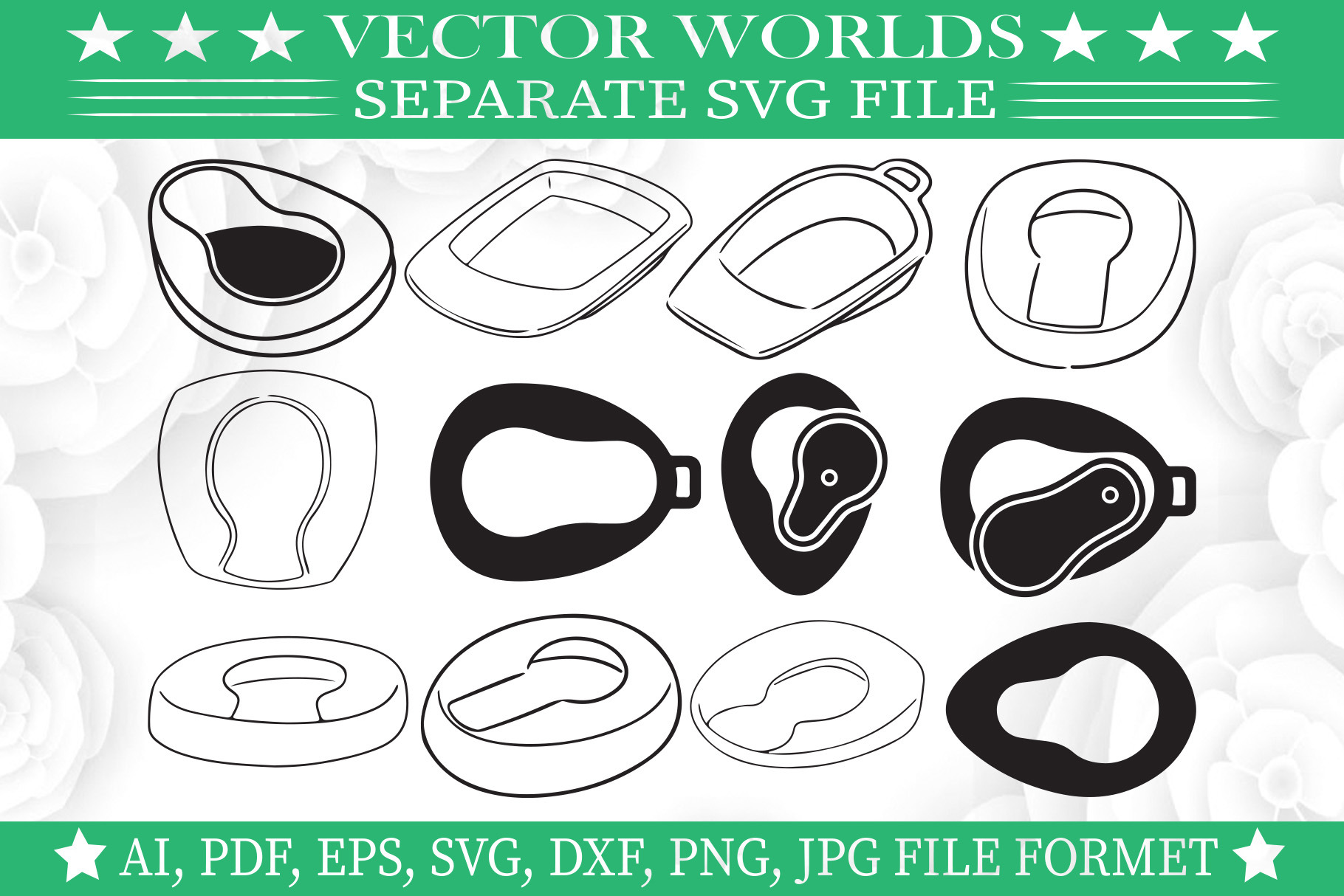 Bedpan SVG, Bedpans, Beds SVG, an Object Graphic by VectorWorlds