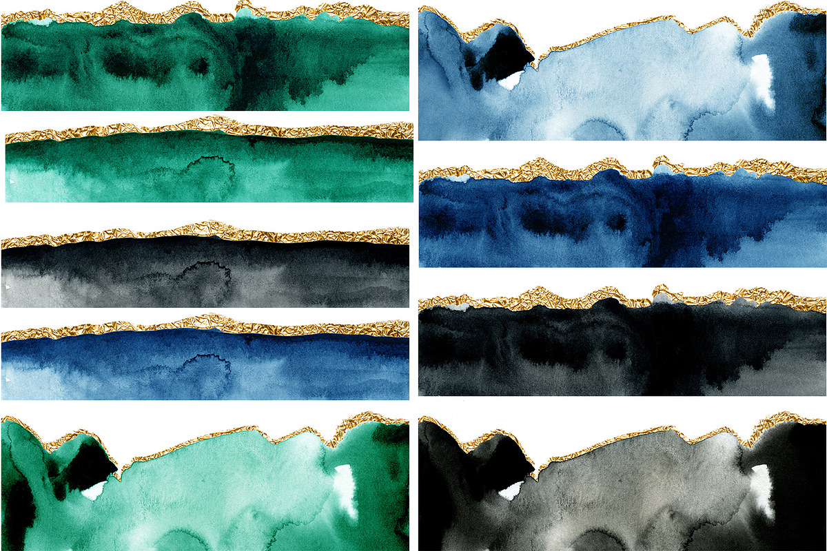 9 Watercolor & gold borders, an Object Graphic by PixelJungle