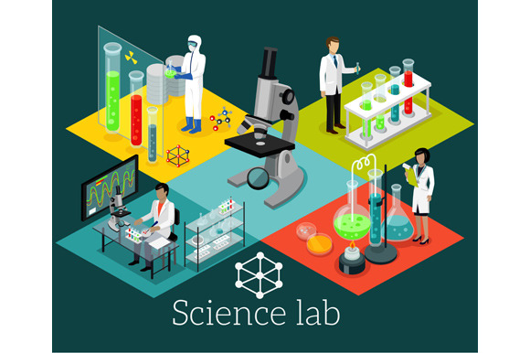 Science Lab Isomatric Design Flat, an Education Illustration by robuart