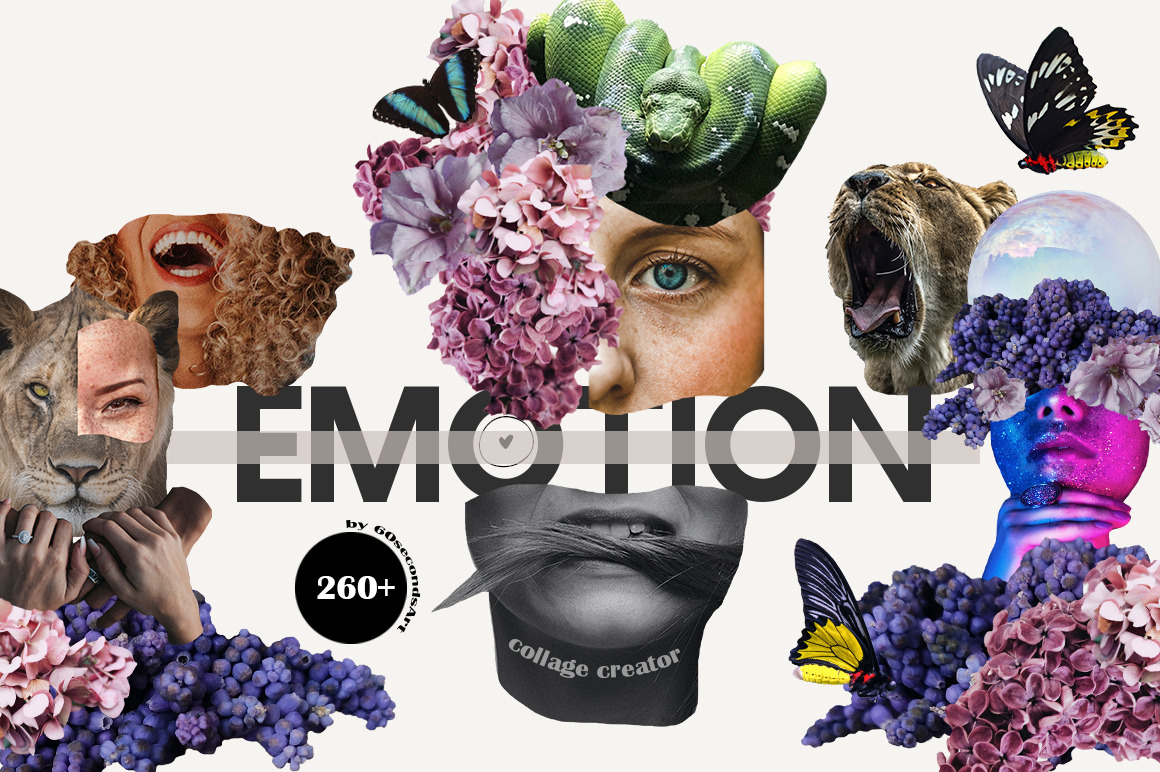Emotion collage creator Cuts out, an Object Graphic by 60secondsArt