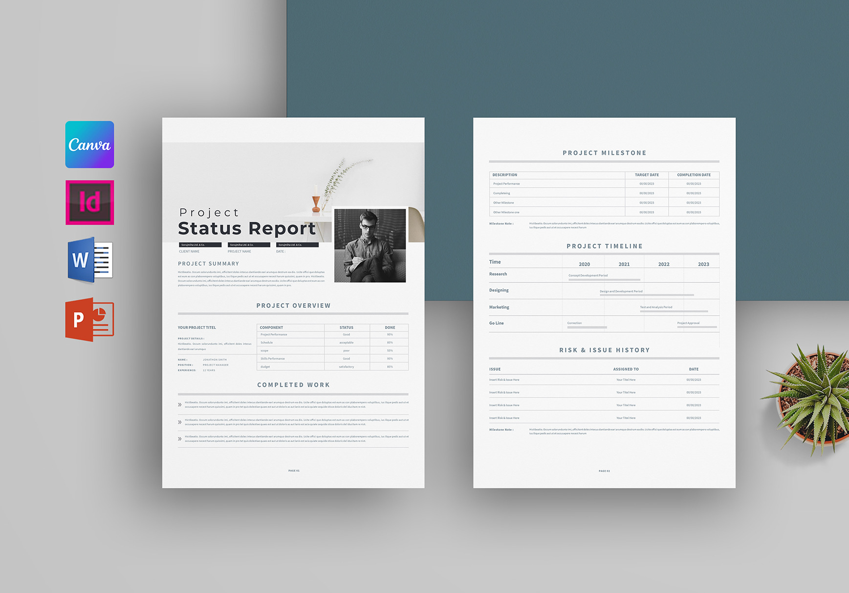 Project Status Report | Word & Canva, a Stationery Template by obayes
