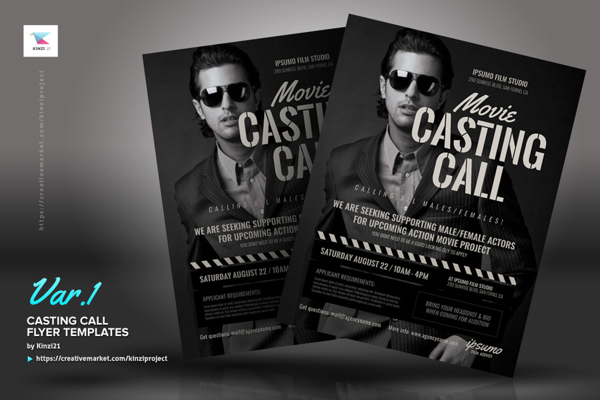 Casting Call Flyer Templates, a Flyer Template by kinzi21