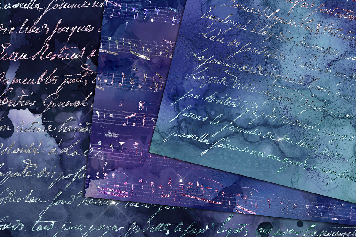 Mermaid Letters Digital Paper, a Texture Graphic by Digital Curio