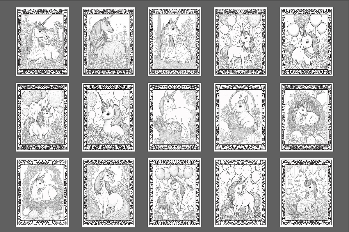 85 Cute Unicorn Coloring Pages, an Animal Illustration by Blue Digital ...