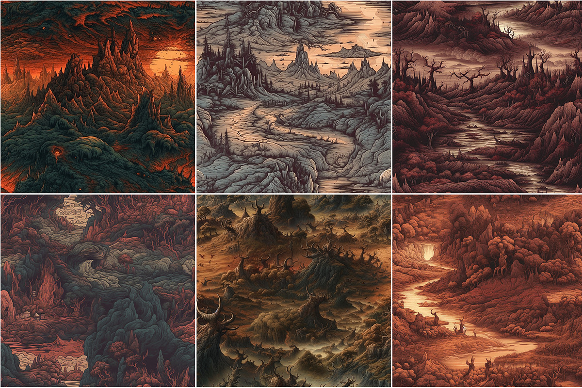 DANTE - Seamless Demonic Patterns, a Pattern Graphic by Pixel Perfect ...