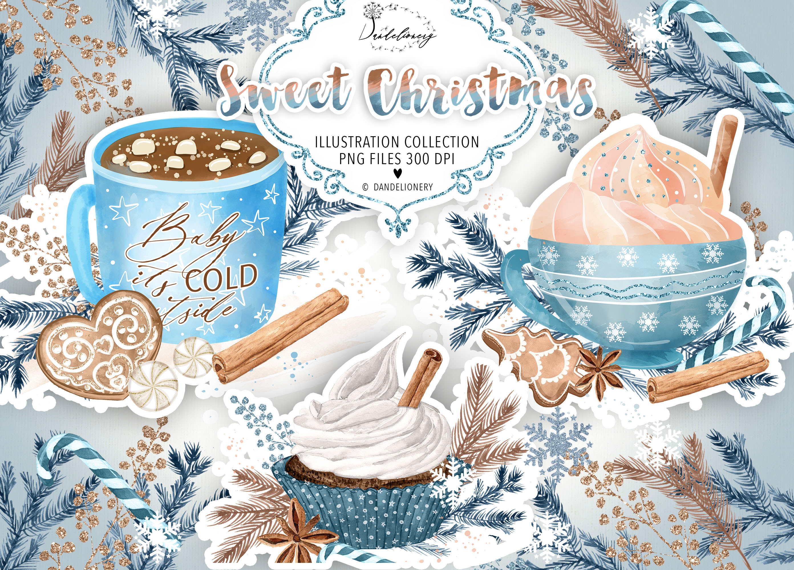 -50% Sweet Christmas Clipart, an Illustration by designloverstudio