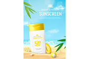 Sunscreen ad flyer template | Healthcare Illustrations ~ Creative Market