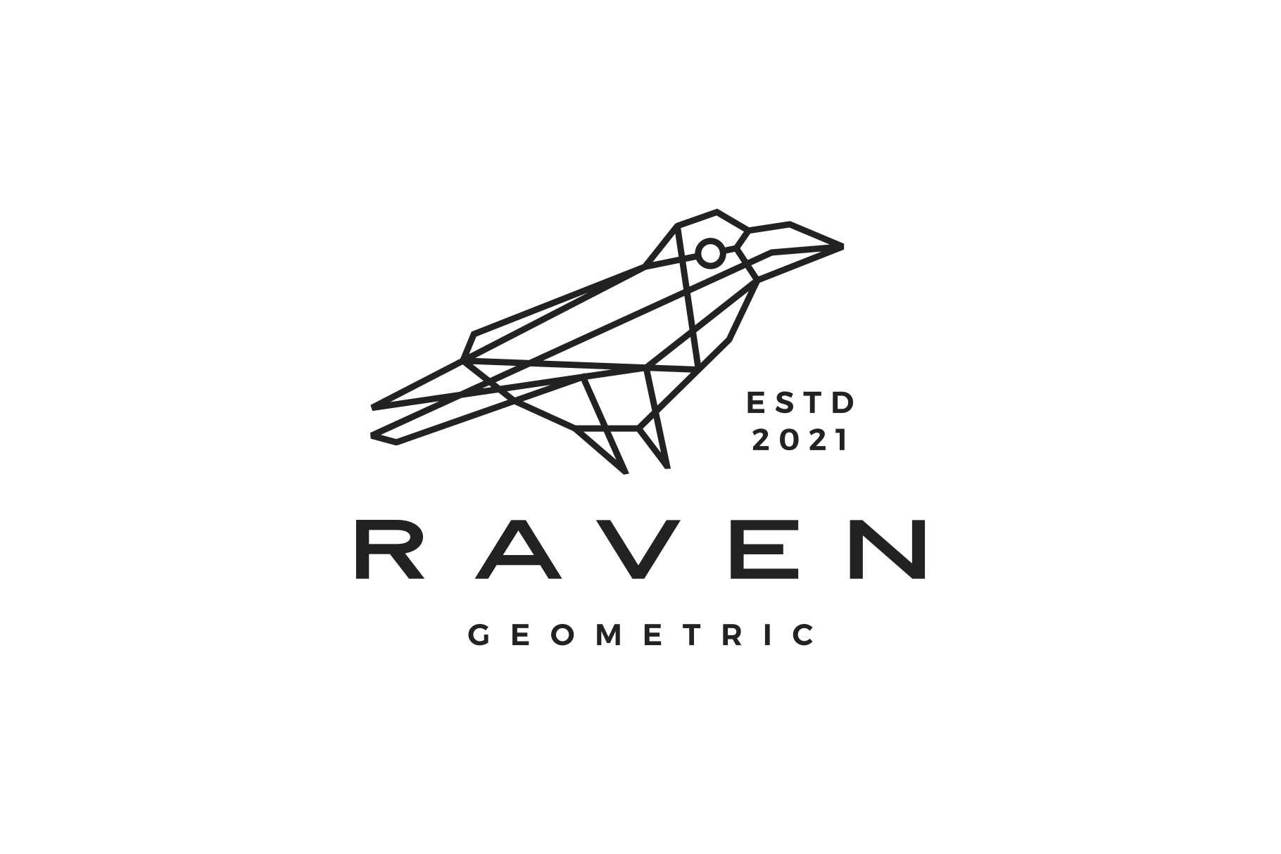 raven crow geometric polygonal logo, a Branding & Logo Template by vastard