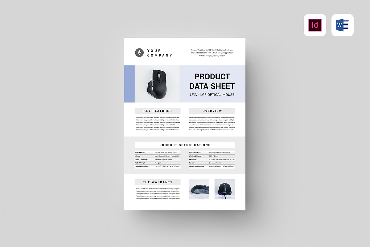 Product Data Sheet, a Flyer Template by Leaflove