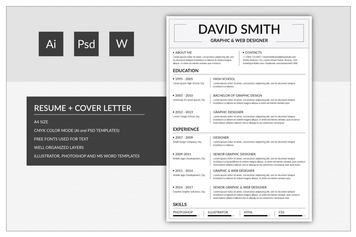 A4 Resume Template, a Resume Template by PixMarket