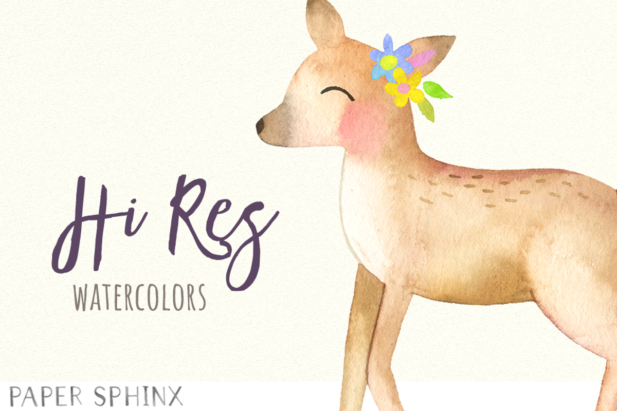 Watercolor Spring Woodland Clipart, an Animal Illustration by PaperSphinx