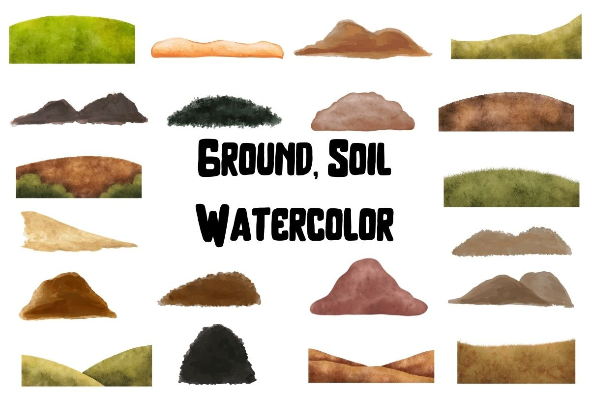Watercolor Ground, Soil Clipart, an Illustration by Awieee1