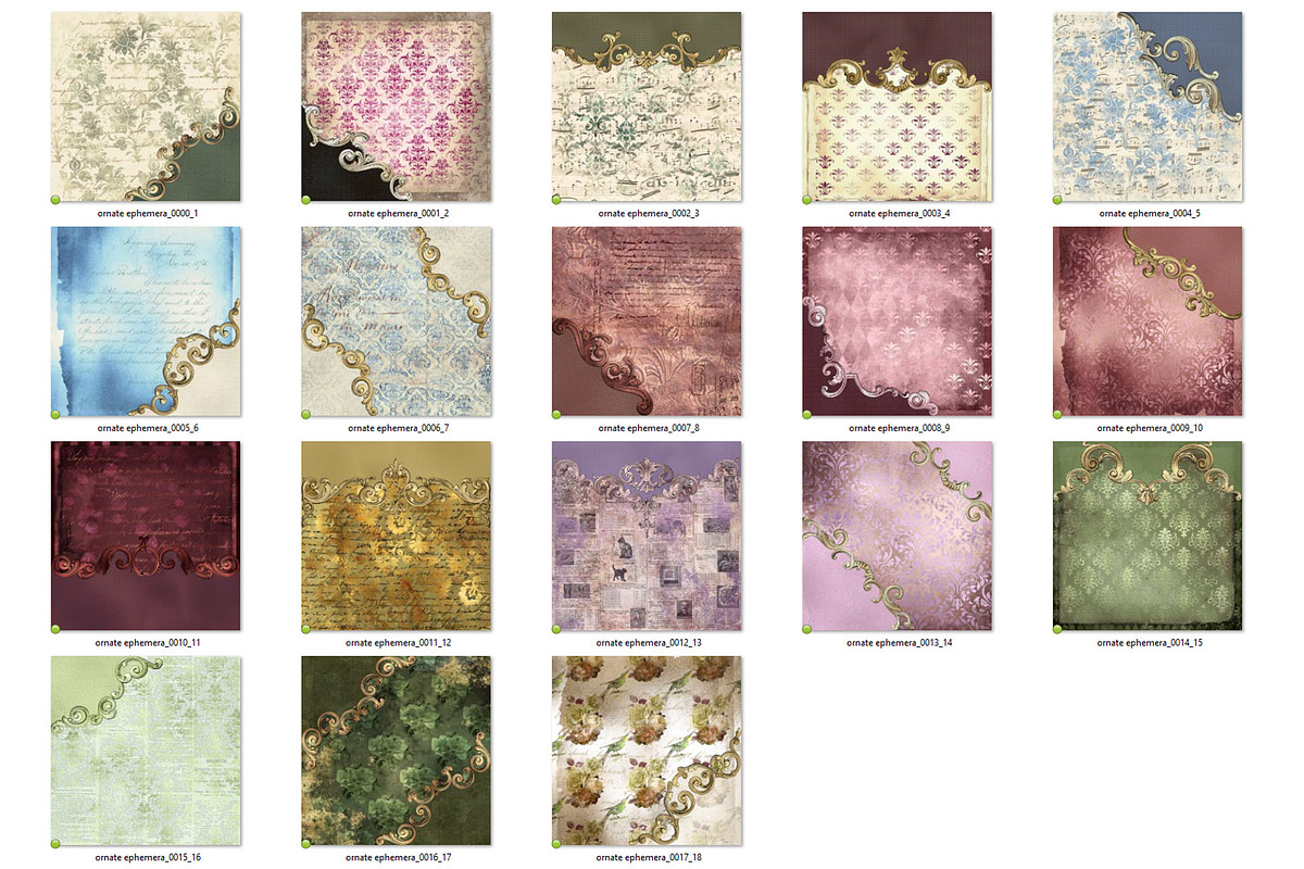 Ornate Ephemera Digital Paper, a Texture Graphic by Digital Curio