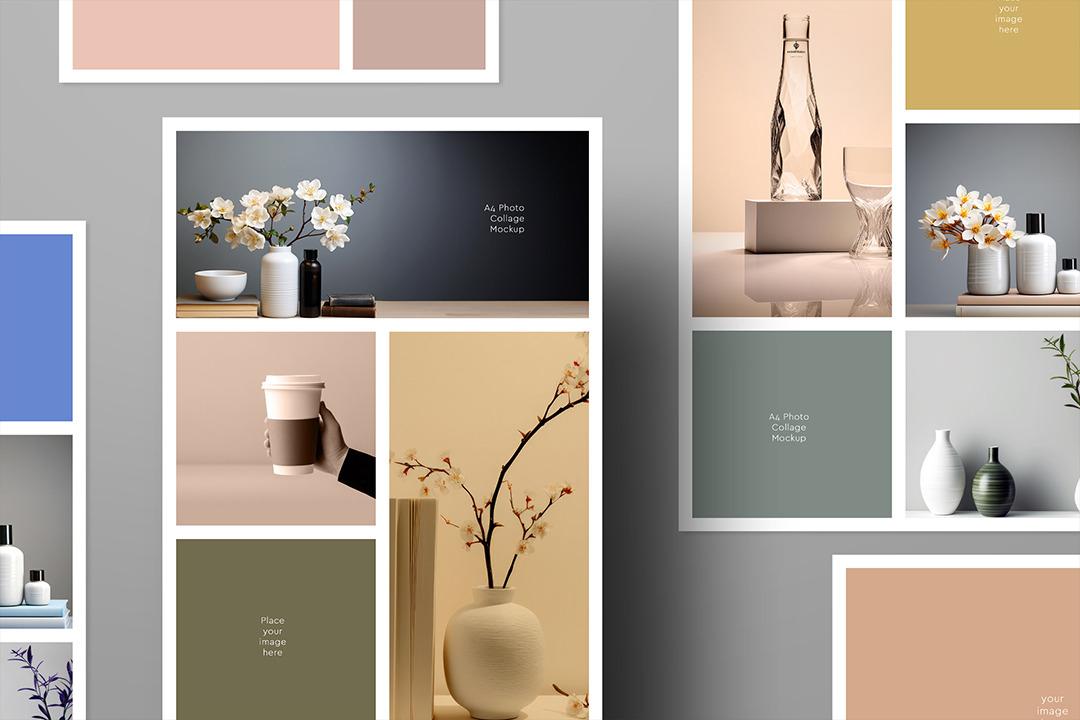 A4 Photo Collage Layouts Mockup
