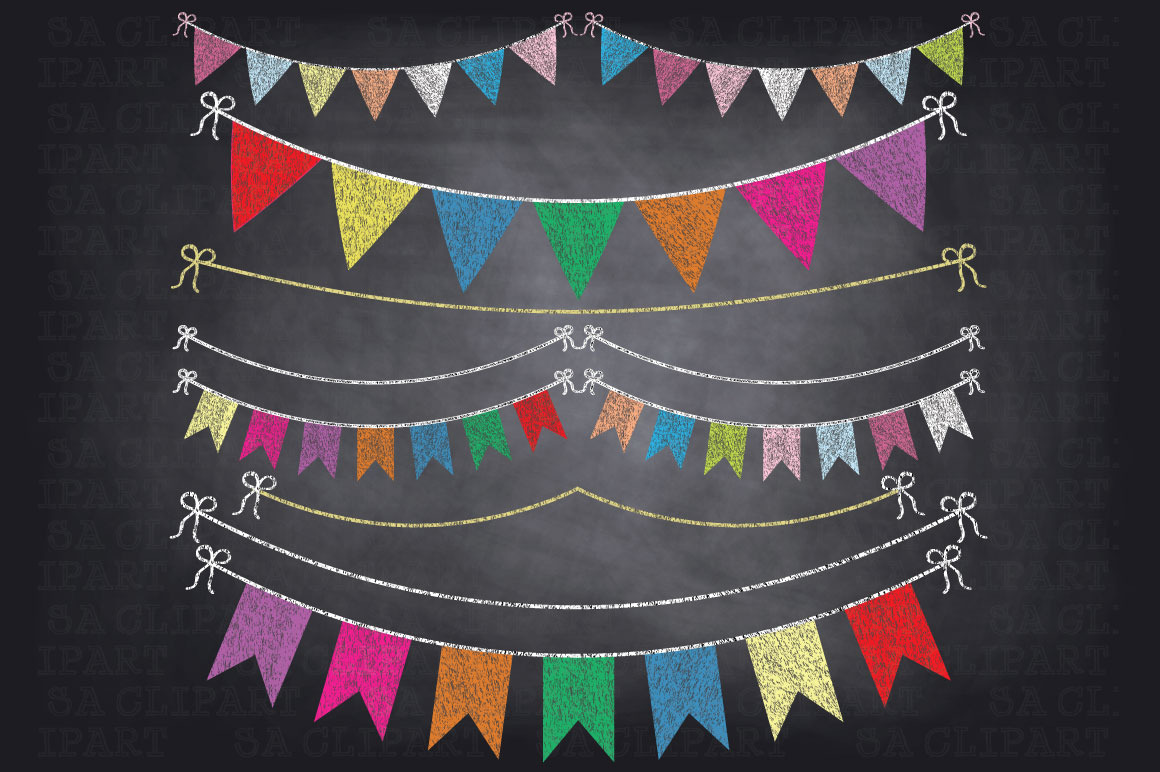 Chalkboard Bunting Banner Clipart, an Illustration by SA ClipArt