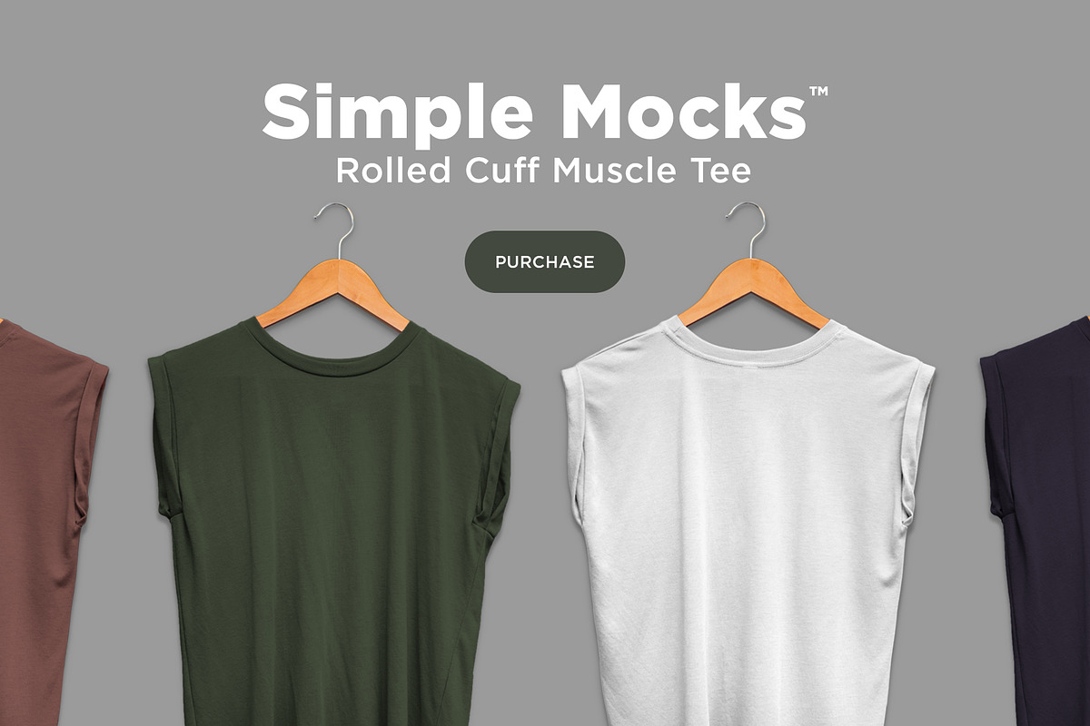 Rolled Cuff Muscle Tee Mockup, a Shirt Mockup by DesignSupply Co.