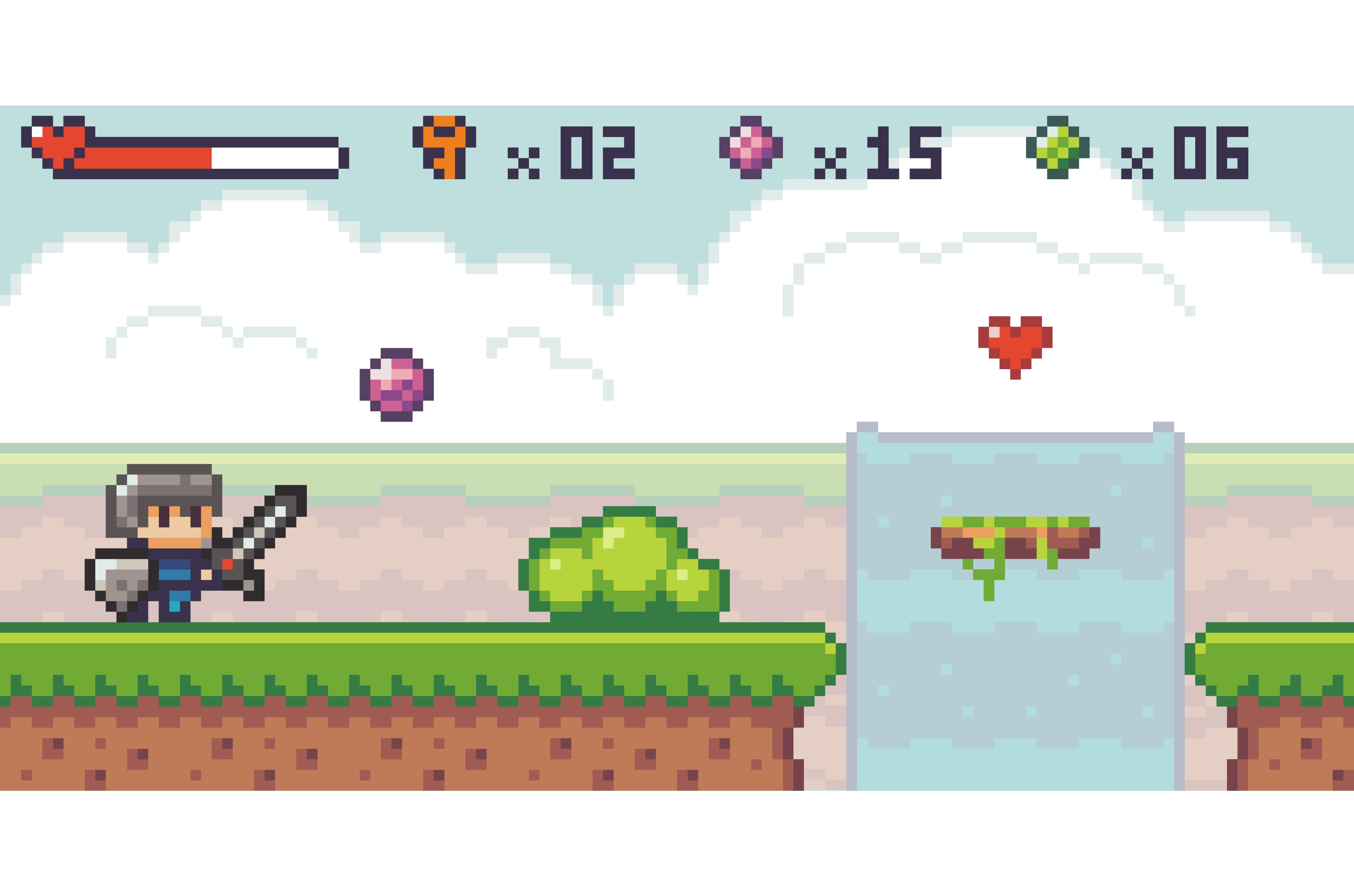 Pixel art style, character in game, an Illustration by TopVector