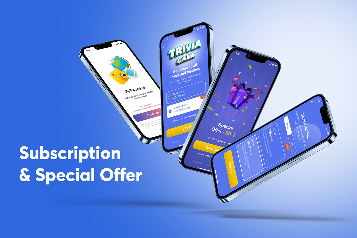 Quiz App, Trivia game UI Kit for Figma