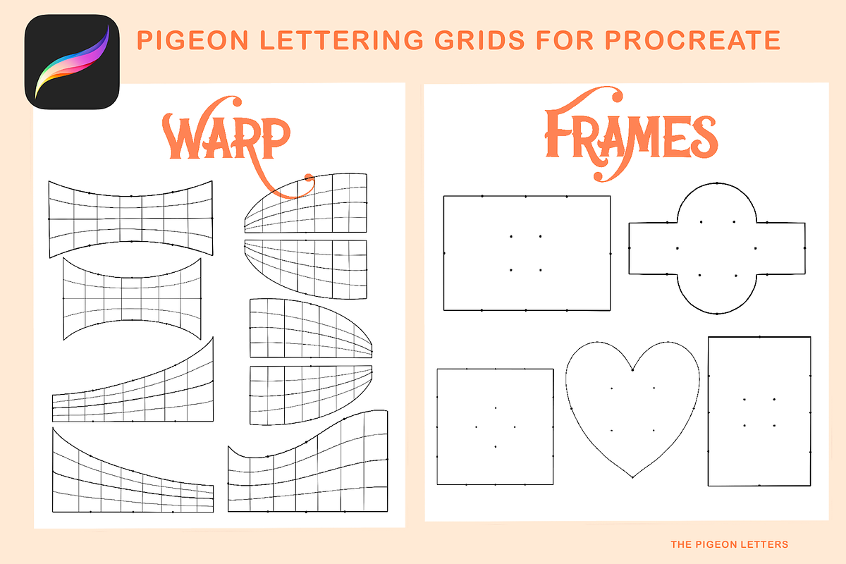 Procreate Lettering Template Grids, a Brush Add-On by The Pigeon Letters