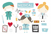 Medical clipart set, a Healthcare Illustration by Poppymoondesign