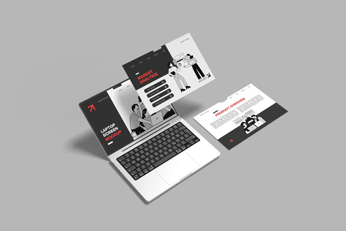 Laptop Multi Screen Website Mockup