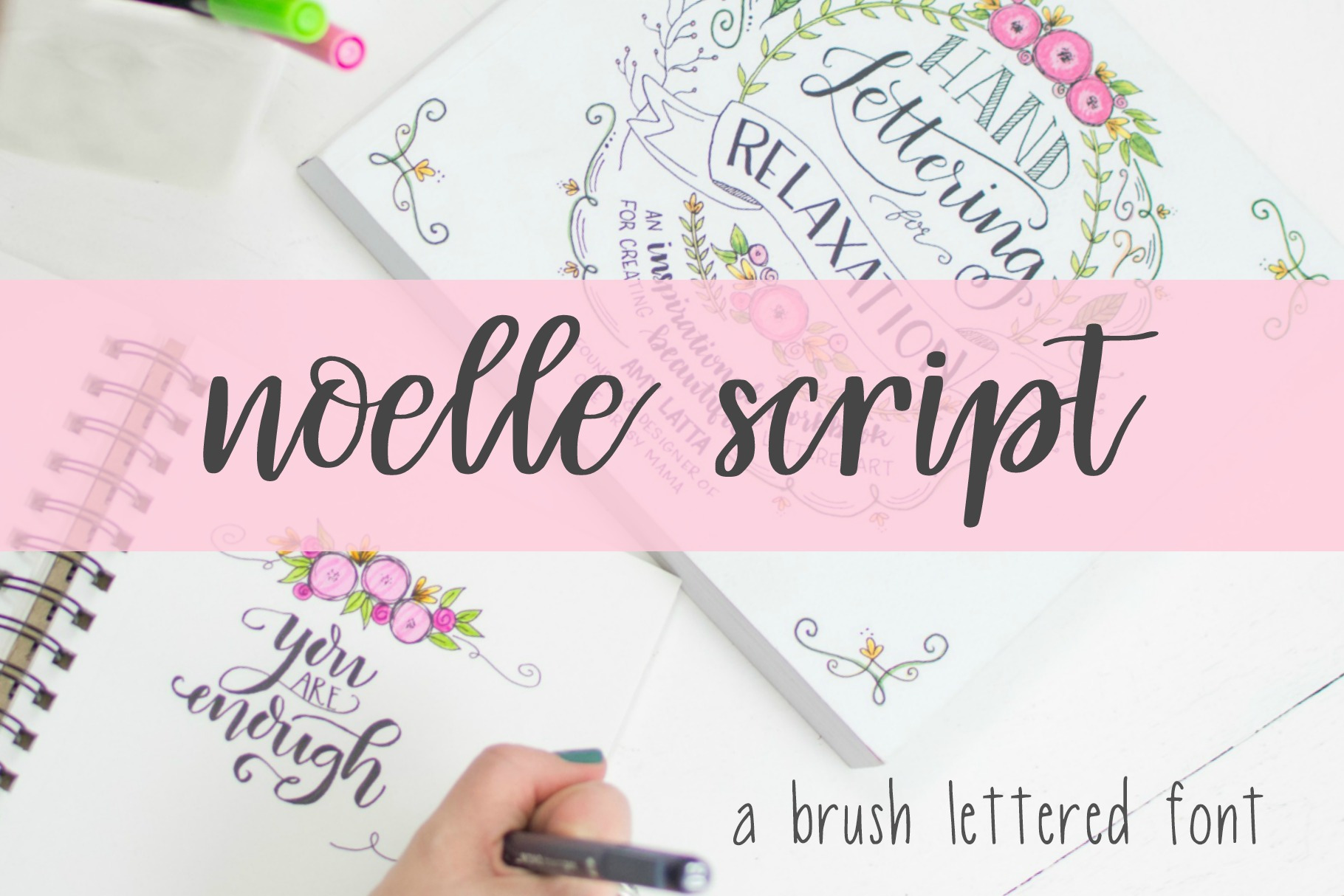 Noelle Script Brush Lettered Font, a Script Font by Amy Latta Creations