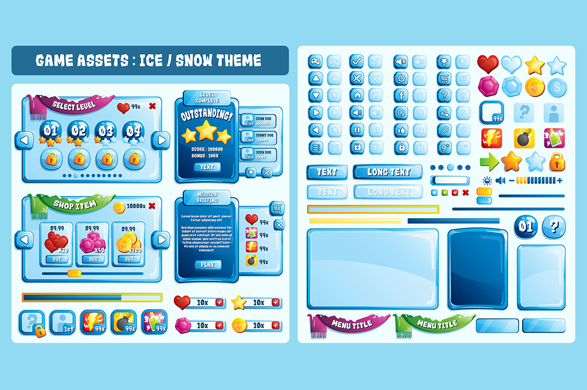 Snow Ice Game Assets, an Object Graphic by SCworkspace | Creative Market