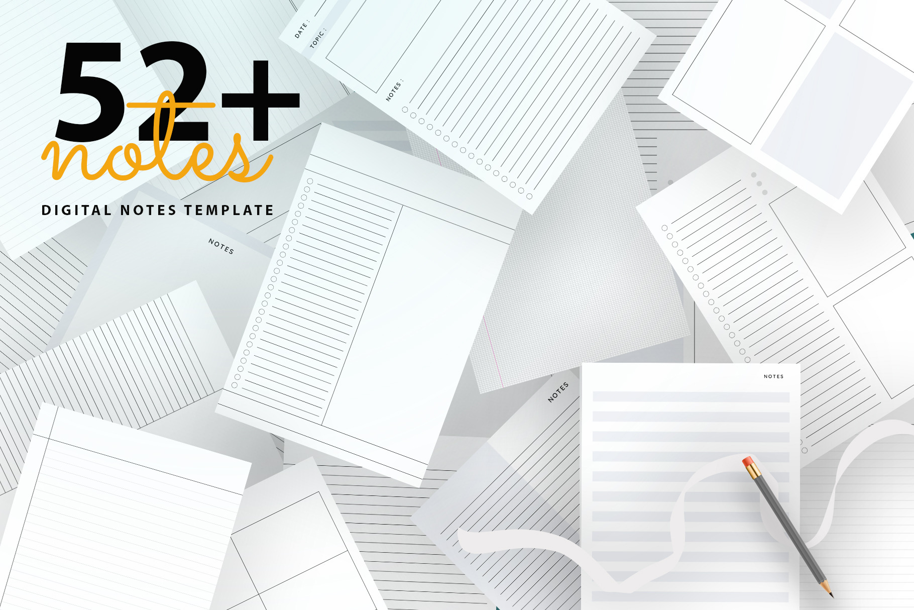 Digital Notes Template Bundle Pack, a Stationery Template by Design Zone
