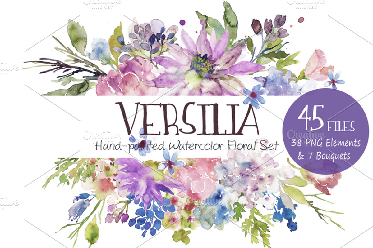 Versilia- Watercolor Floral Set, an Illustration by SmallHouseBigPony