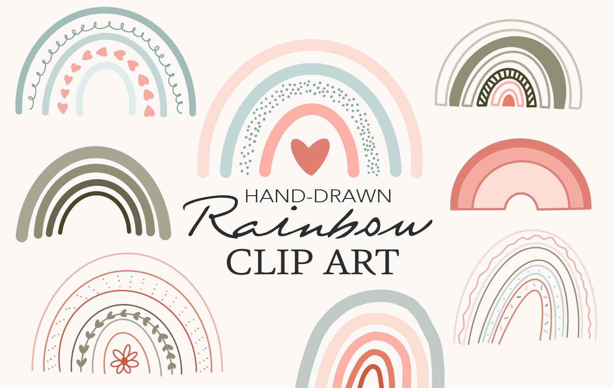 Rainbow Clip Art - Boho Rainbows, an Illustration by WinshipAndRose