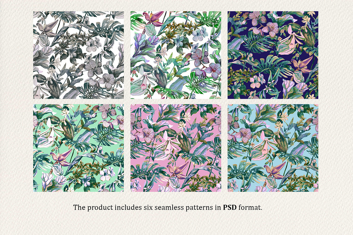 Island Flora. Seamless patterns, a Pattern Graphic by emeraldthue