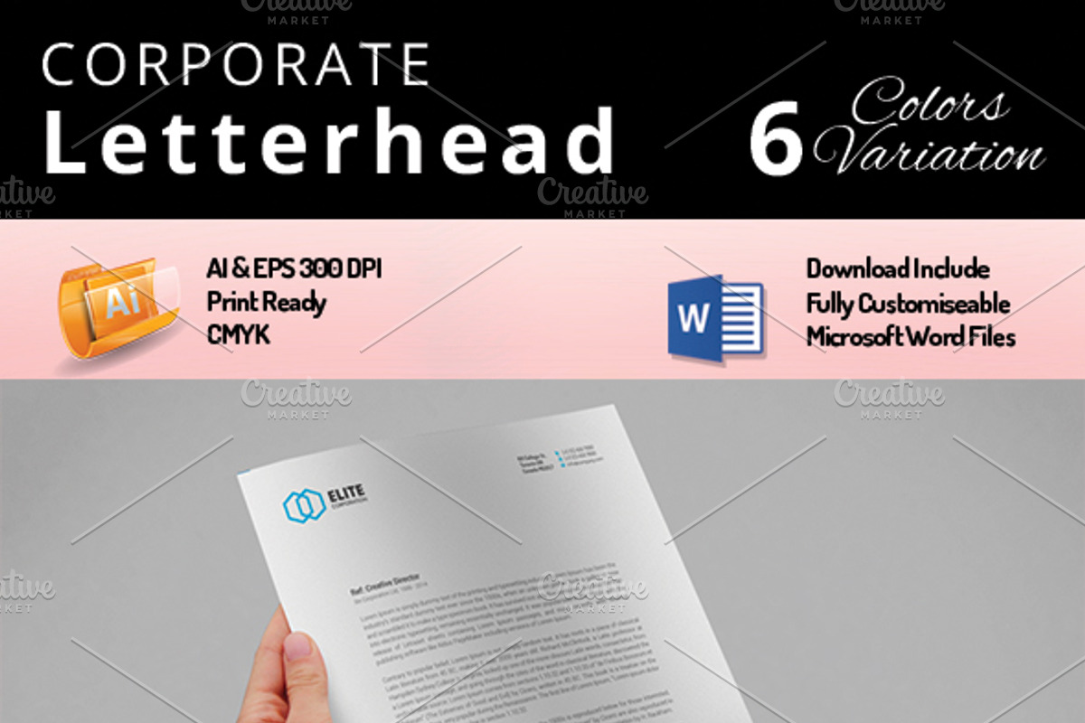 Letterhead, a Stationery Template by Design'sTRIBE