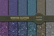 Winter glitter digital paper, a Pattern Graphic by Paper Farms