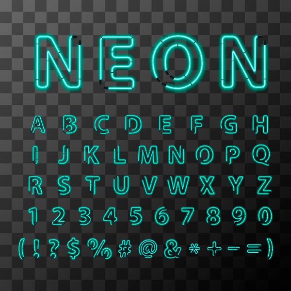 Bright realistic neon letters, an Object Graphic by BestPics