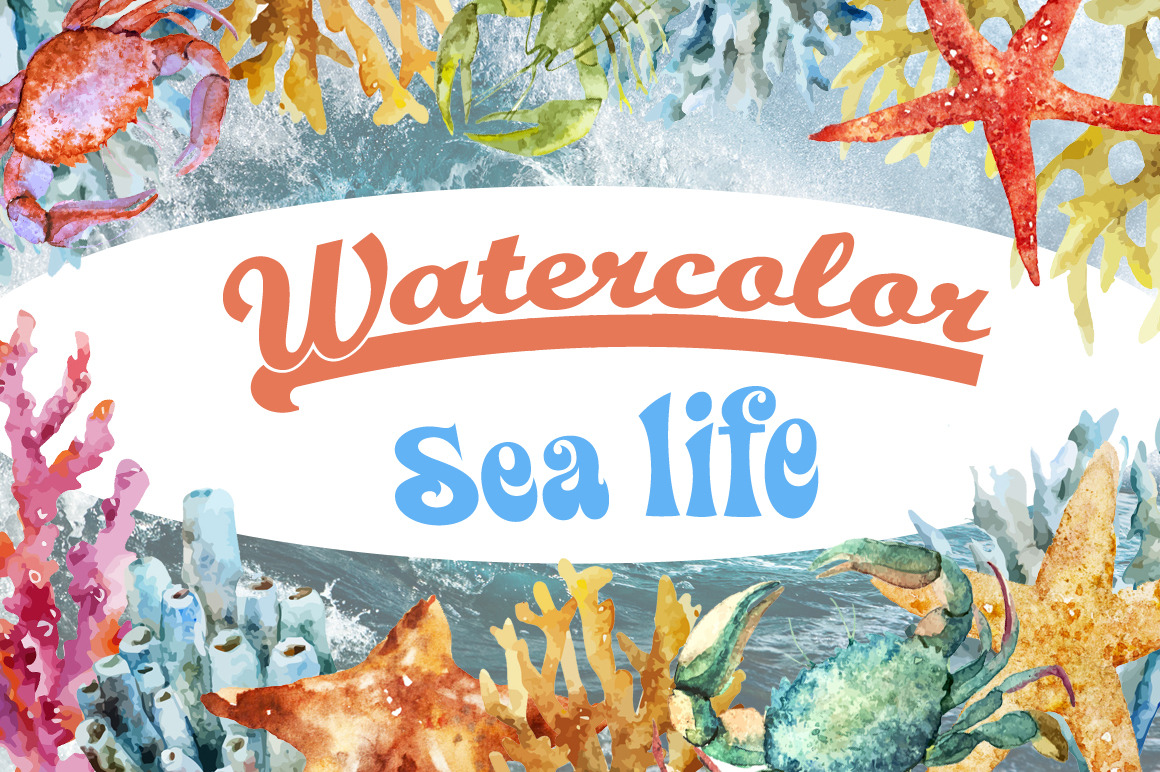 Watercolor sea life SUPER SET, an Object Illustration by Lembrik's Artworks