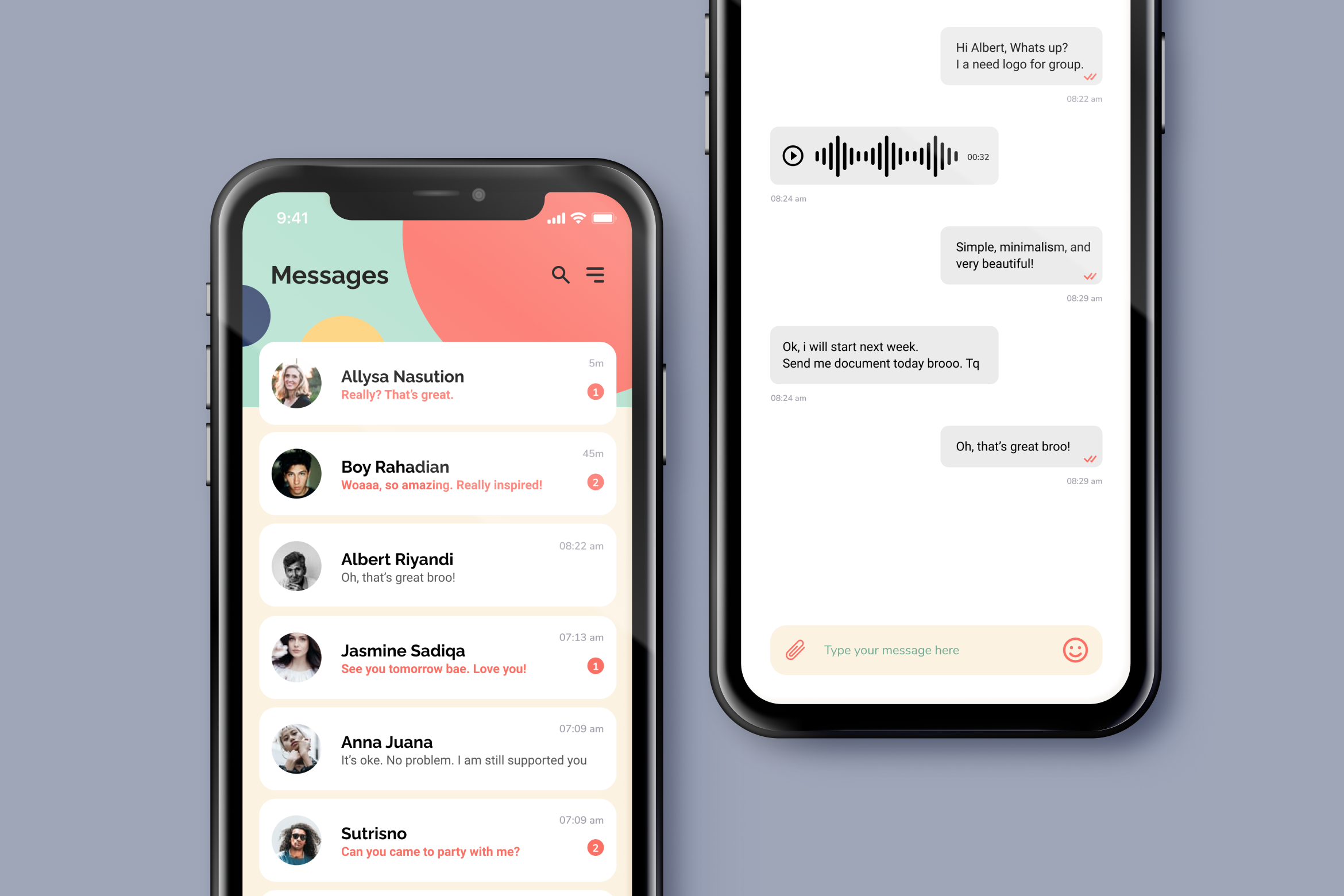 Chat Messaging App Screen, an App Template by Kreativ Space