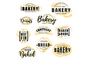 Bakery shop cakes, pastry lettering, a Food Illustration by Vector ...