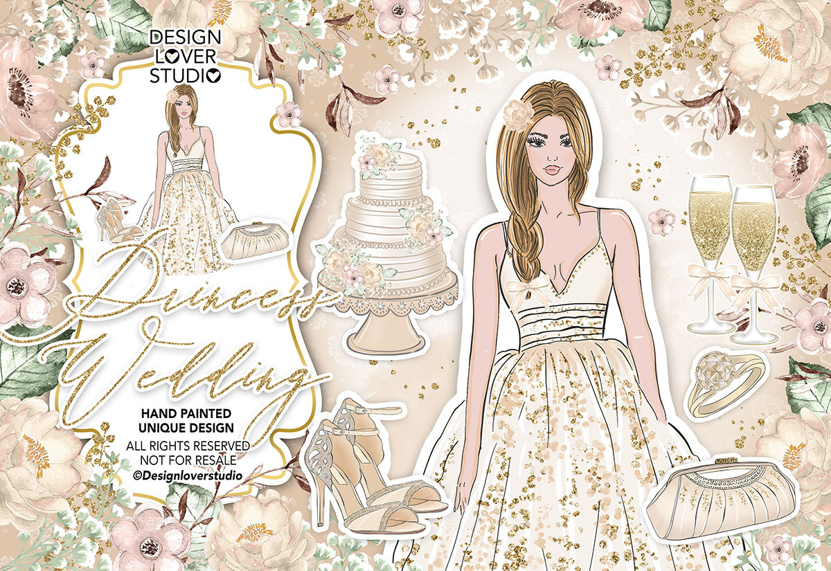 Princess Wedding design, an Illustration by designloverstudio