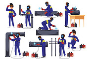 Welders characters with welding, a Person Illustration by Sabelskaya